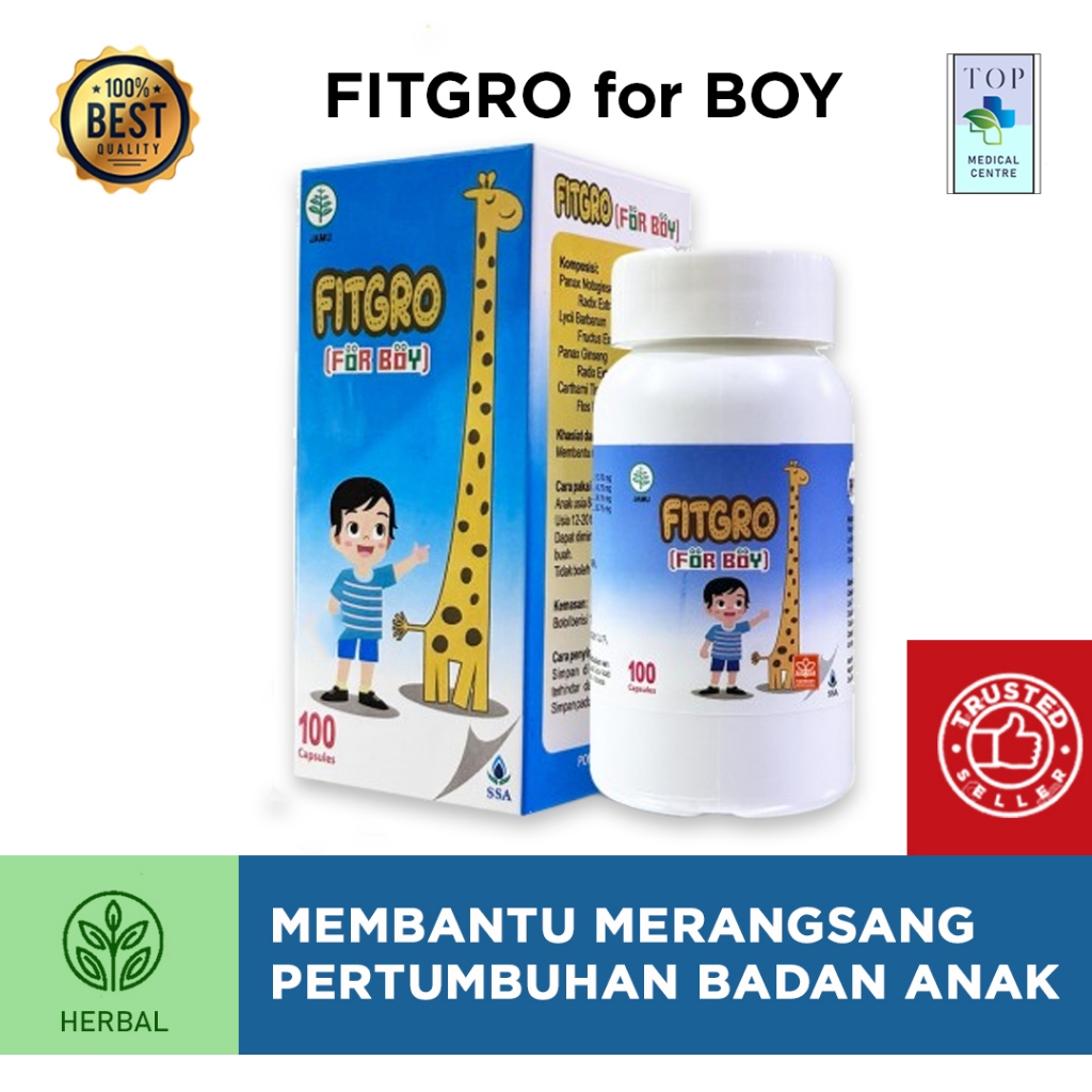 Jual FITGRO FOR BOY OBAT TINGGI BADAN ANAK YI ZHI ZENG GAO WAN (FOR BOY ...