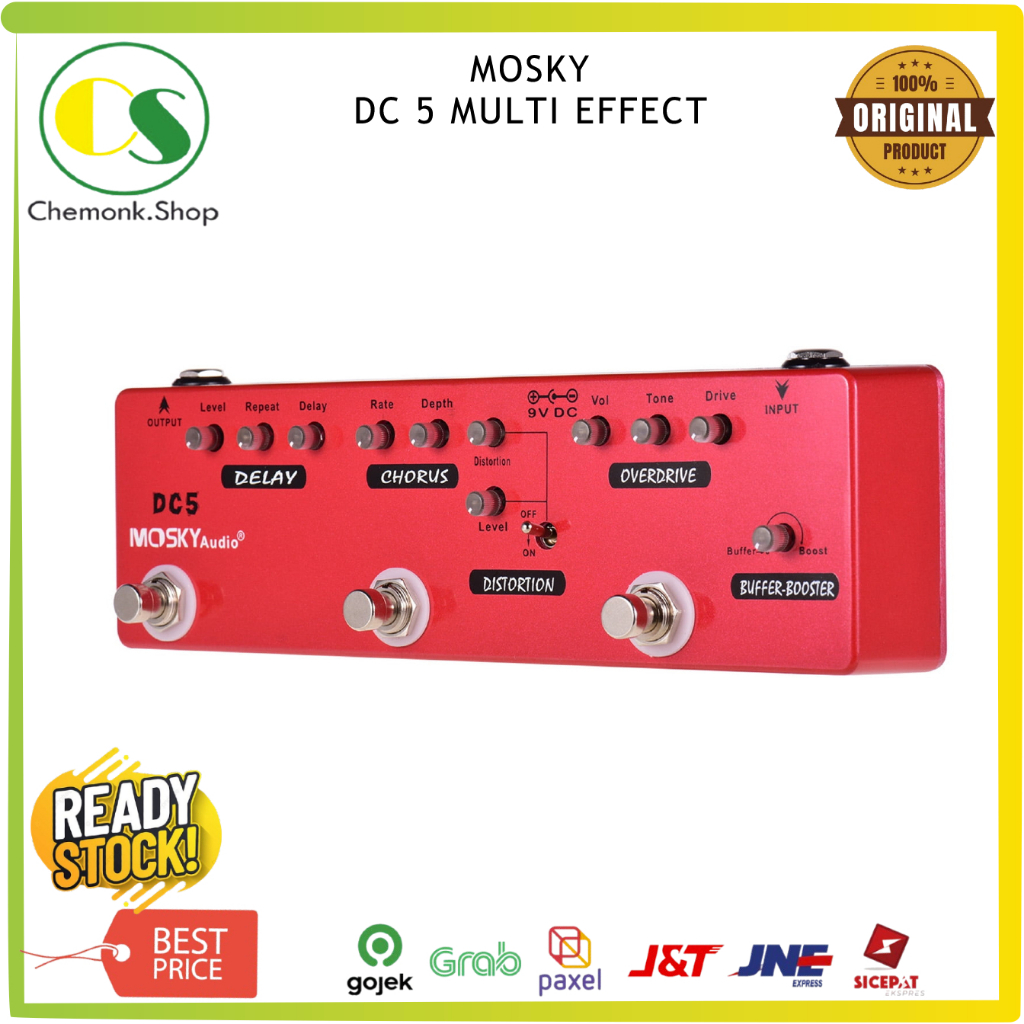 Jual Efek Gitar Mosky DC5 Multi Effect Delay Chorus Distortion Overdrive Buffer-Booster | Shopee ...