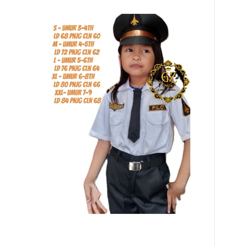 Jual Seragam Polisi Pilot AU TNI AL Baju Profesi Anak set atribut ...