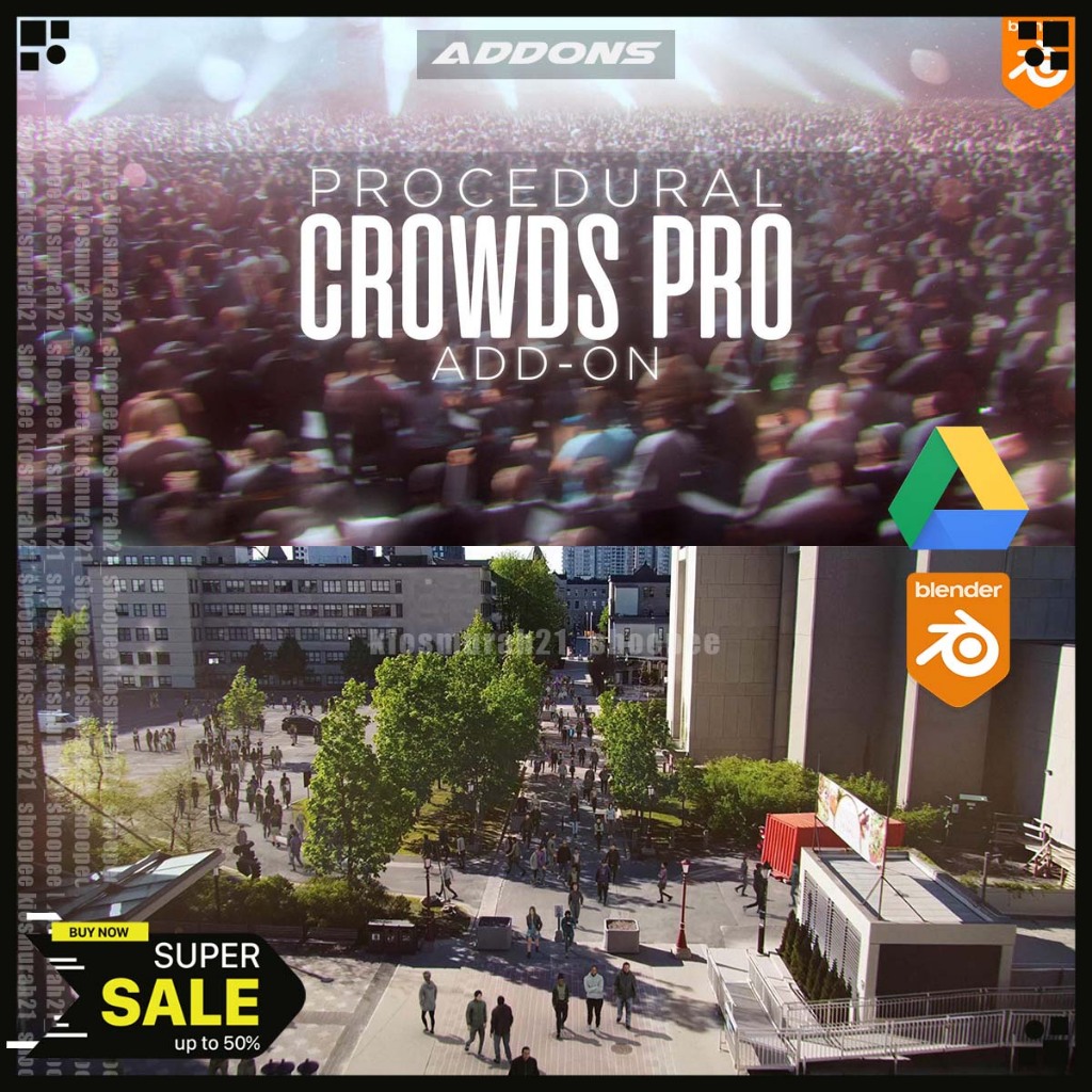 Jual Procedural Crowds 3D Blender addons Plugin Terbaru Blender 3D ...