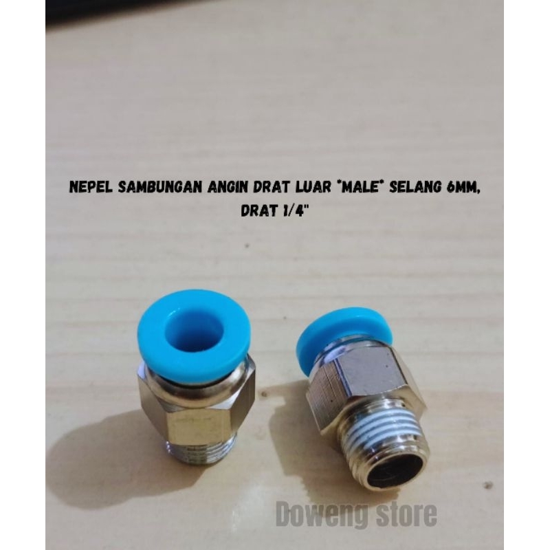 Jual Fitting pneumatic / sambungan selang angin 6mm Model Male Lurus ...