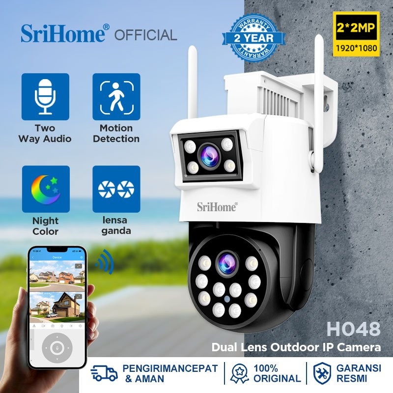 Jual SriHome H048 CCTV Wifi 2*2MP Dual Lens Full Color Night Vision ...