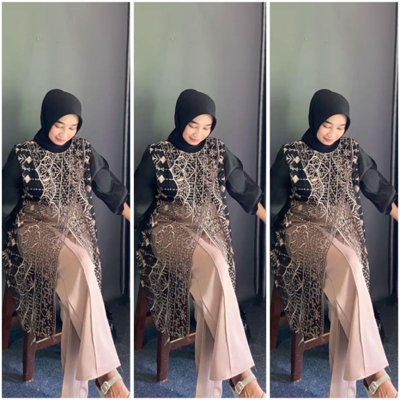 Jual Daun asesories - Zize outer brokat organza full payet Tunik brokat ...
