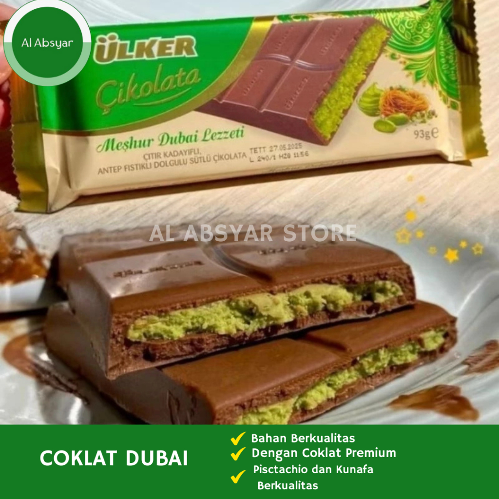Jual COKLAT DUBAI ÜLKER TURKI VIRAL VIRAL!! Coklat Dubai / Dubai Chocolate Pistachio & Hazelnut ...