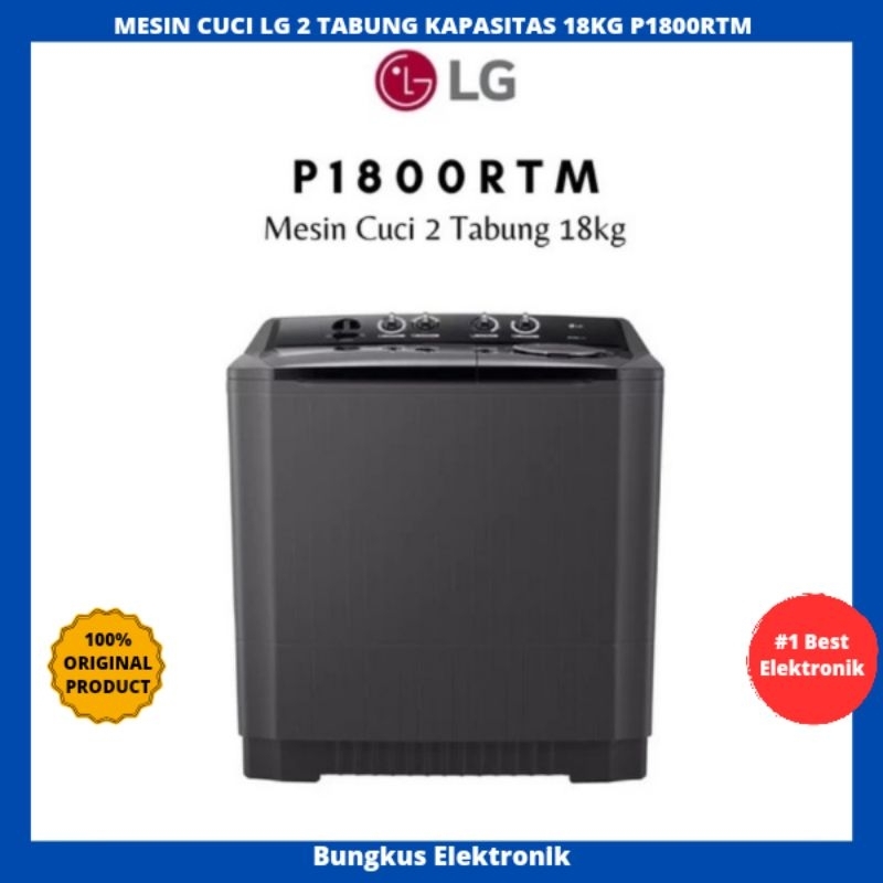 Jual MESIN CUCI LG 2TABUNG 18KG P1800RTM MESIN CUCI LG 2 TABUNG 18KG | Shopee Indonesia
