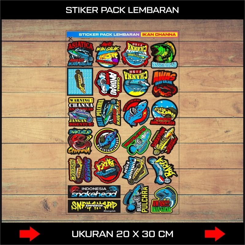 Jual STIKER IKAN CHANNA / Stiker Pack Lembaran ukuran 20 x 30 isi 20 ...