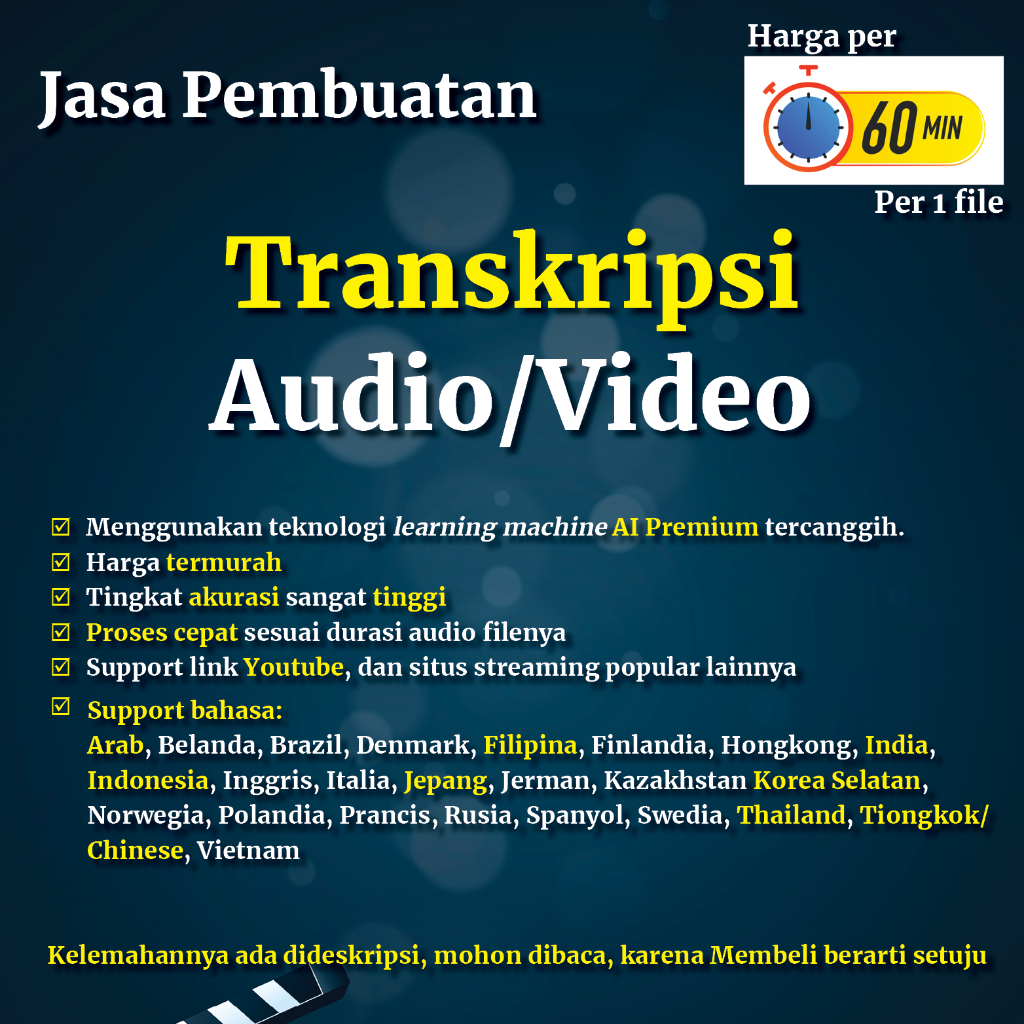 Jual Jasa Transkrip rekaman Audio/video ke Teks, estimasi proses 60-120 menit! (Bahasa Indonesia ...