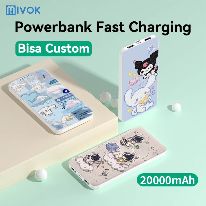 Jual Mivok Powerbank 20000mAh Lucu Powerbank Fast Charging Slim Power ...