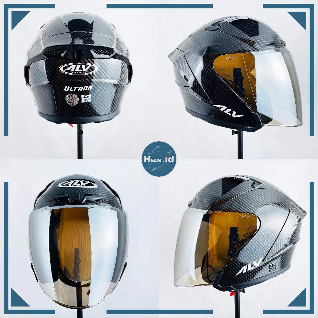 Jual ALV ULTRON V1 Carbon Black - Helm Half Face - Single Visor Clear ...