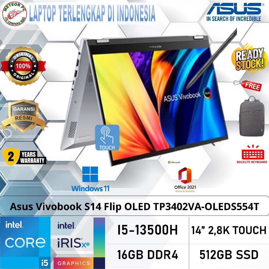 Jual Asus Vivobook S14 Flip OLED TP3402VA-OLEDS554T /Core i5-13500H ...