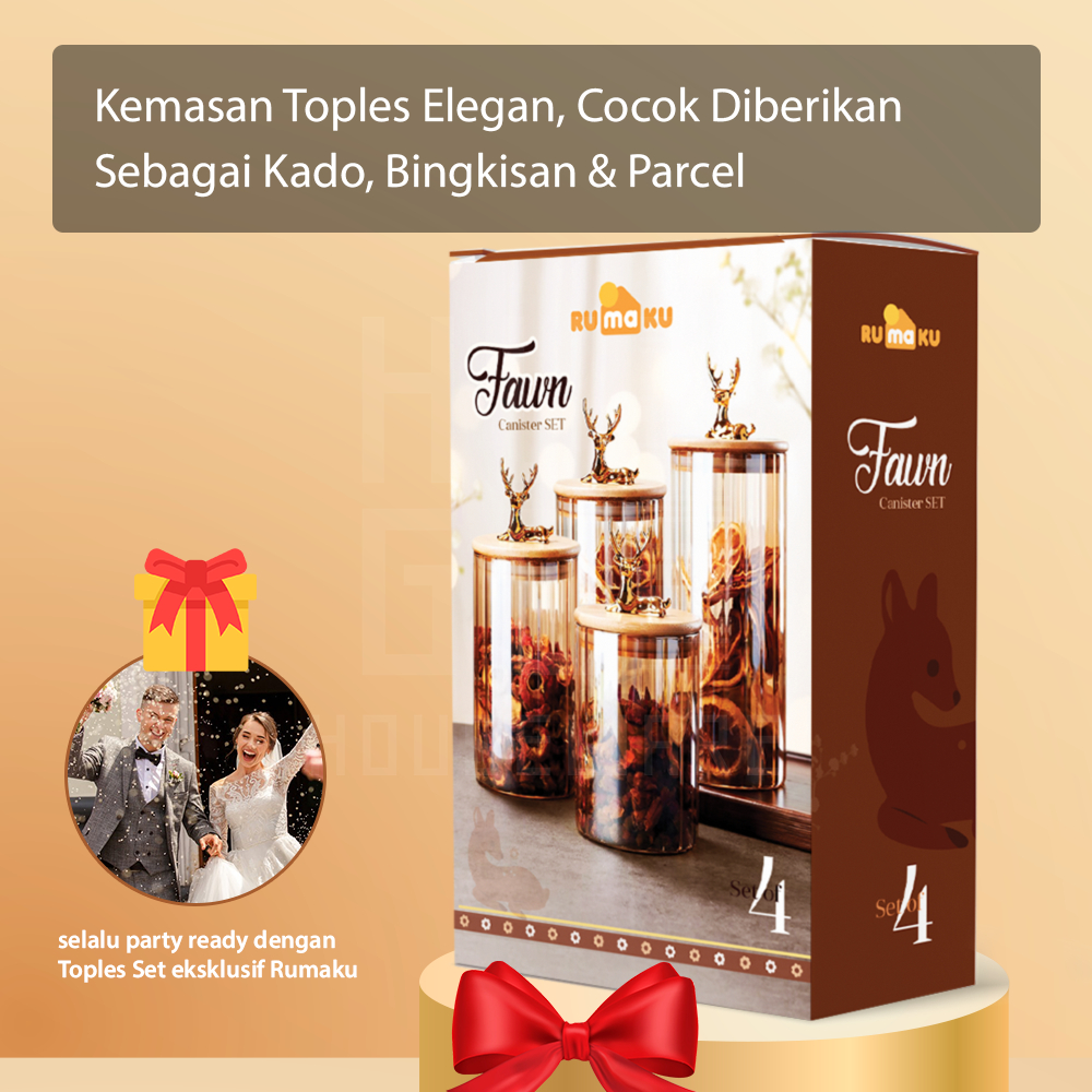 Jual HUGO Toples Rusa Gold Set 4 Pcs Toples Kaca Penyimpanan Makanan ...