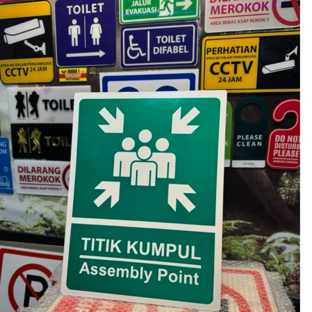 Jual Sign/Rambu Titik Kumpul Assembly Point bahan ACP 3mm stiker ...