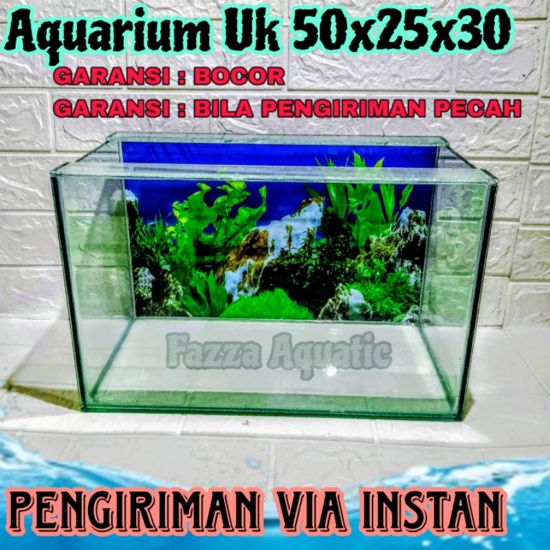 Jual Aquarium kaca ukuran 50x25x30 Akuarium Begron Tebal Kaca 5ml ...