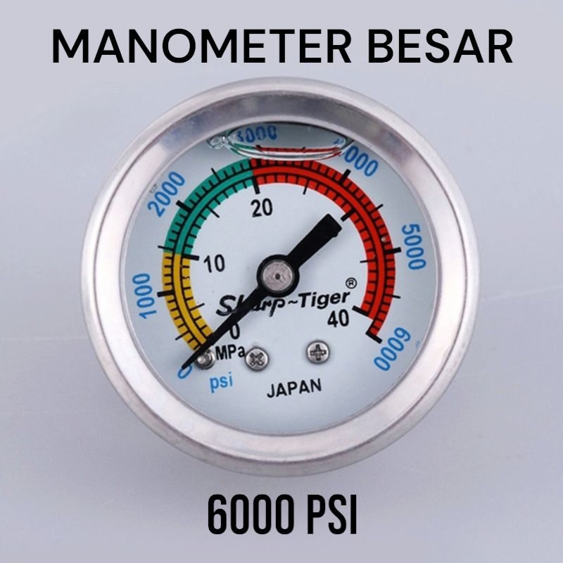 Jual Manometer pompa PCP 6000 Psi, Manometer Besar, Manometer Big Japan ...
