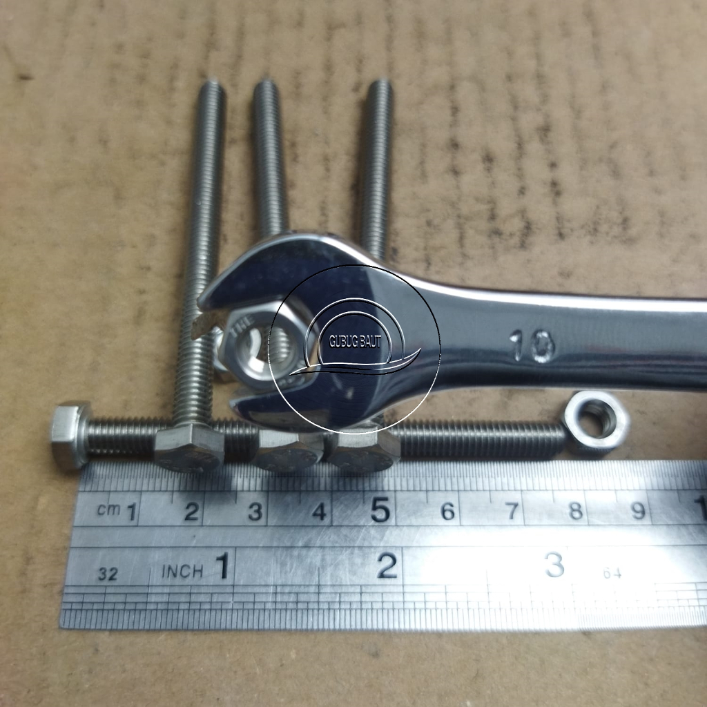 Jual BAUT MUR STAINLESS KUNCI 10 M6 X 75 FULL DRAT PANJANG 7,5CM 7,5 CM BAUD STAINLIS STENLIS ...