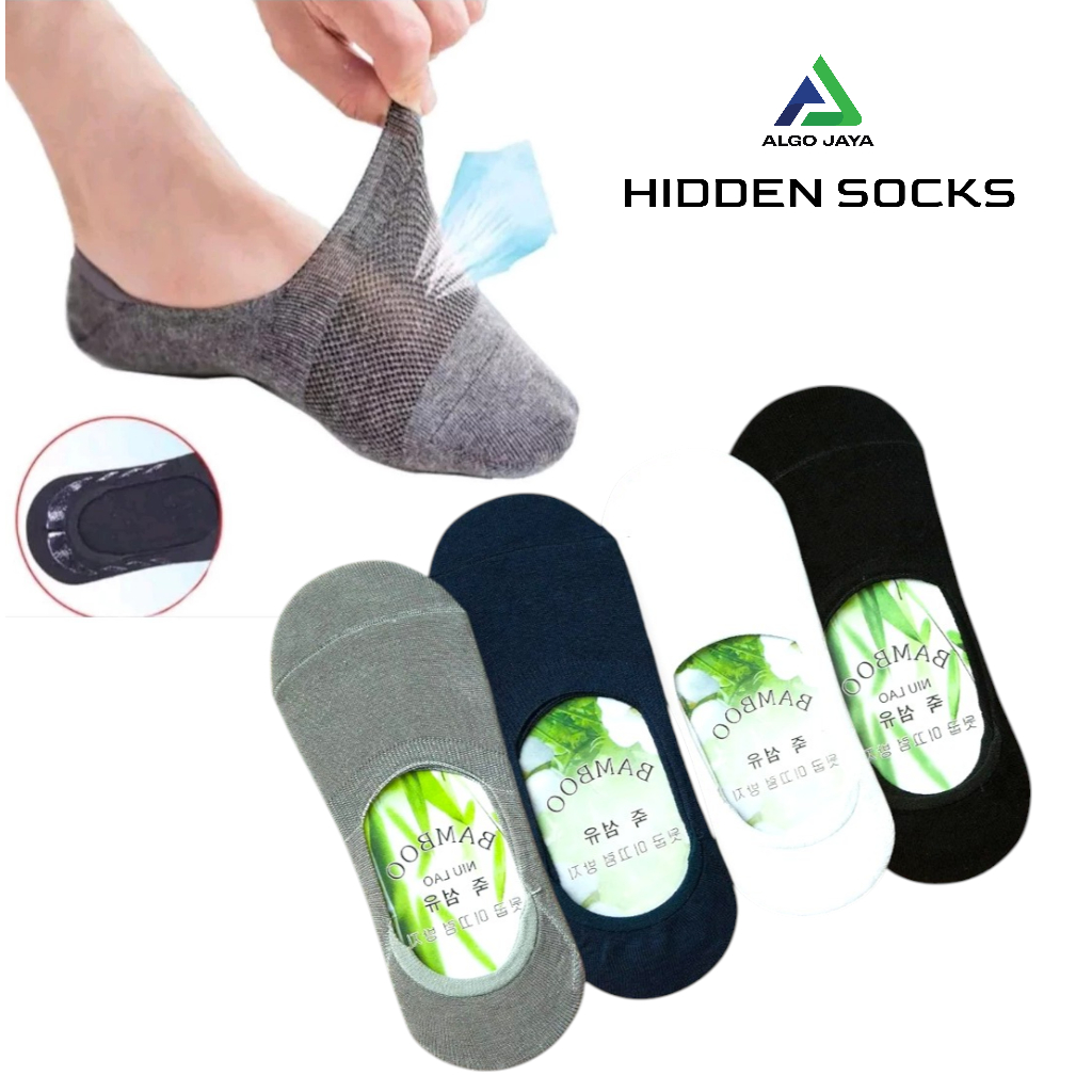 Jual Kaos kaki Pendek Invisible Serat Bambu, Hidden Socks Anti Slip GEL ...