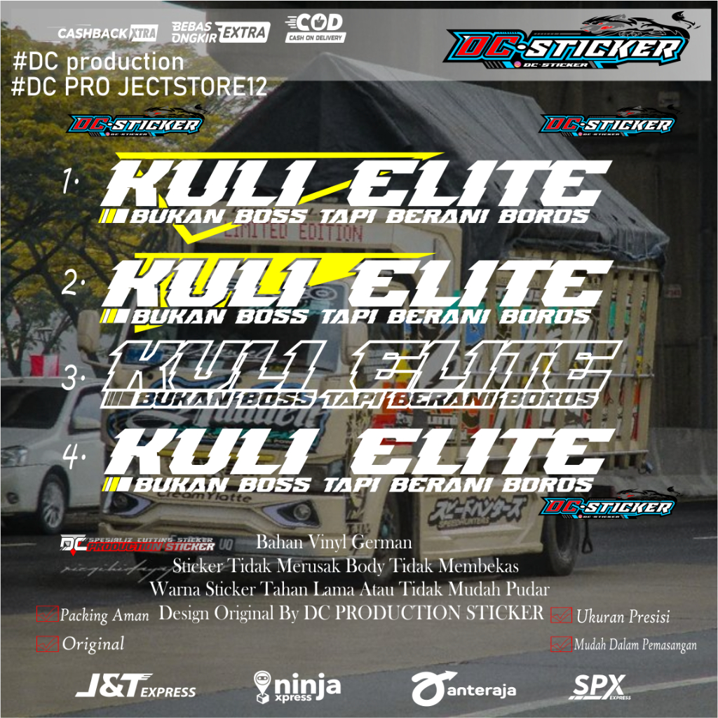 Jual HEBOH STIKER TRUK KACA DEPAN MOBIL STIKER KULI ELITE TRUK CANTER ...