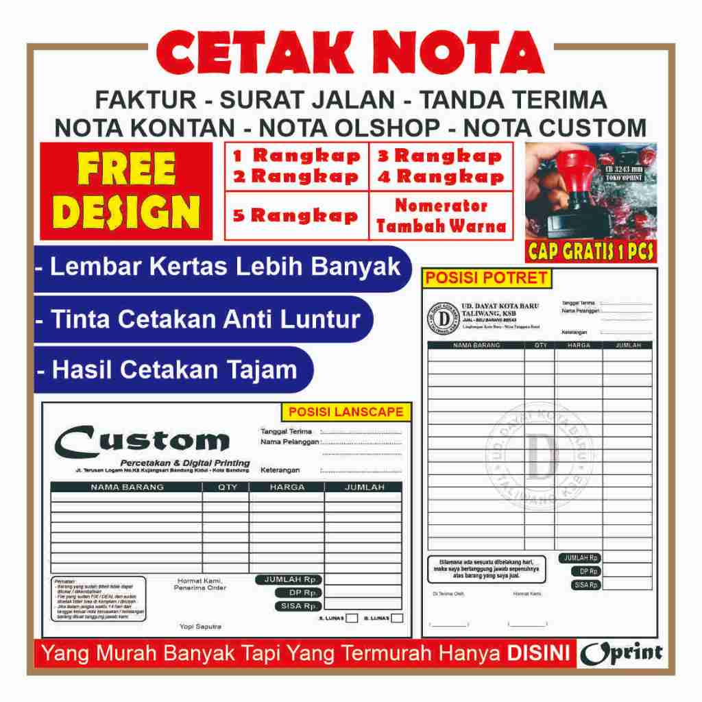 Jual Nota Bon Perusahaan Custom, Faktur, Surat Jalan, Invoice, Tanda ...