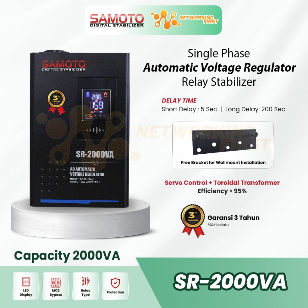 Jual SR2000 SAMOTO Relay Stabilizer 2000VA AVR Stabiliser Relay ...