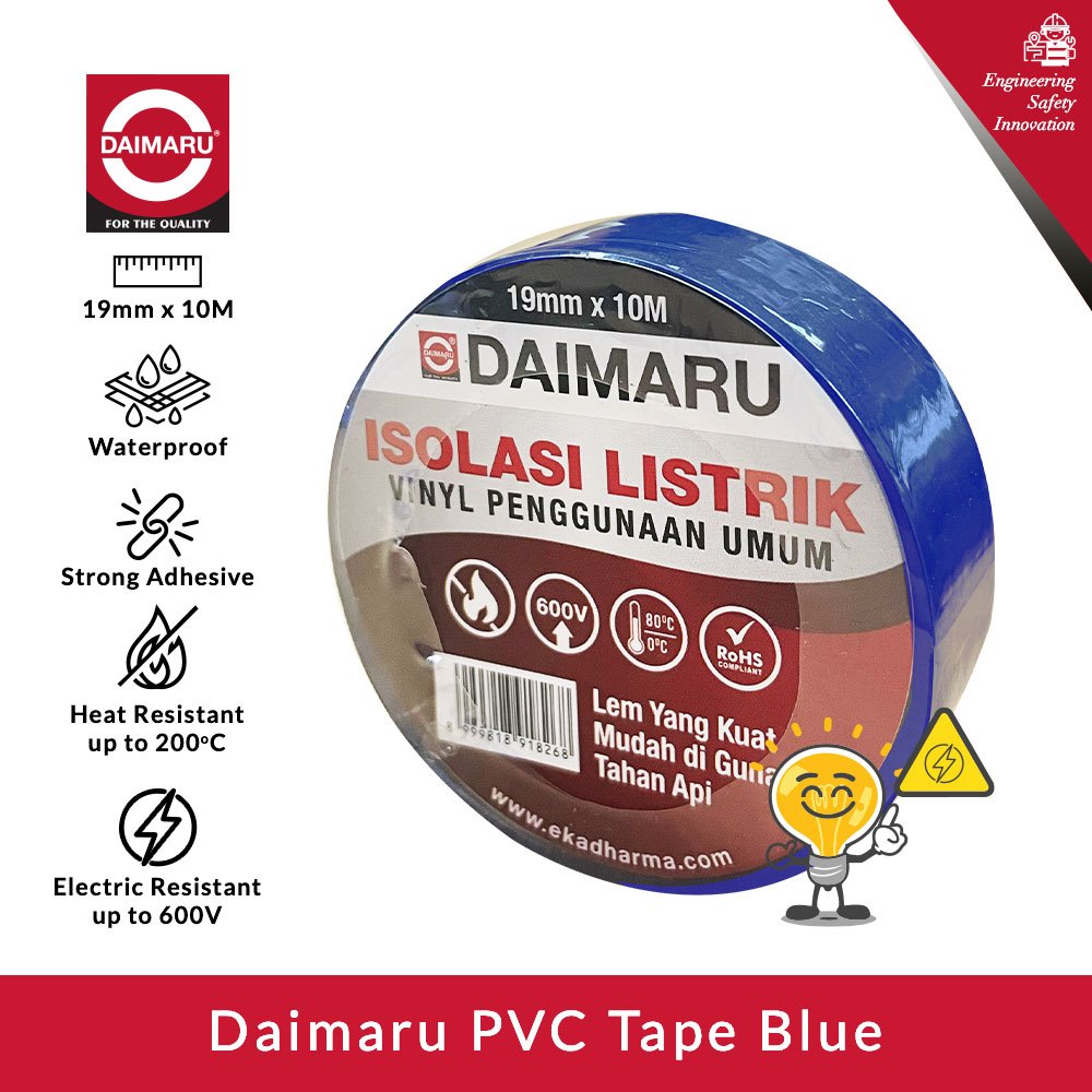 Jual Daimaru PVC Insulation Tape Blue Isolasi Listrik Warna Biru 19 mm ...