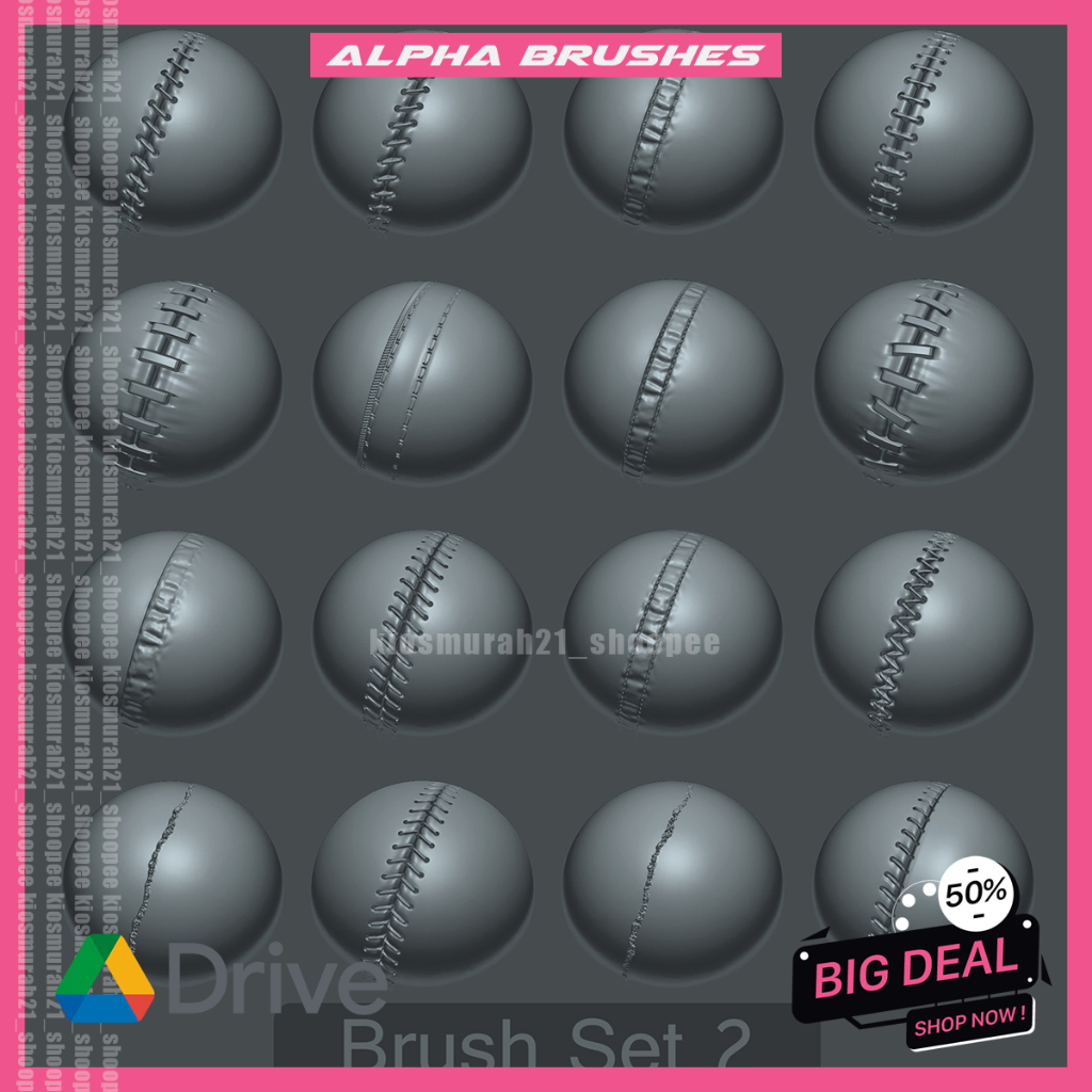 Jual 16 Custom SeamStitch brushes for zBrush SET #2 Alpha Map Brushes ...