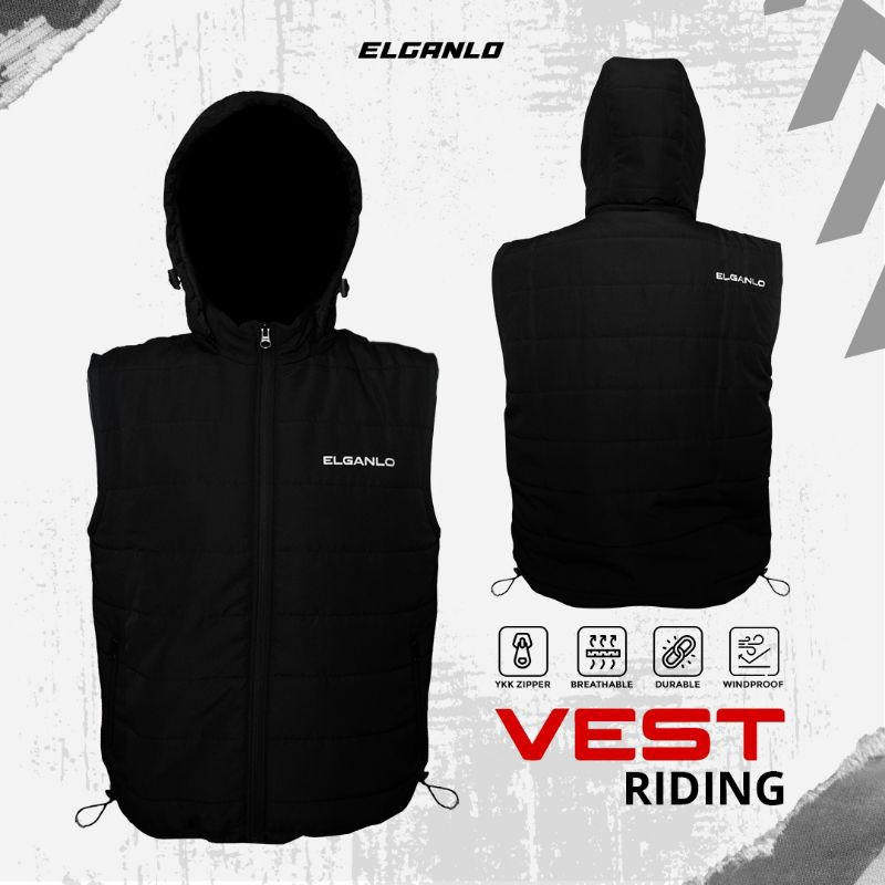Jual ELGANLO Rompi Vest Parasut Tebal Waterproof Hoodie Original Black ...