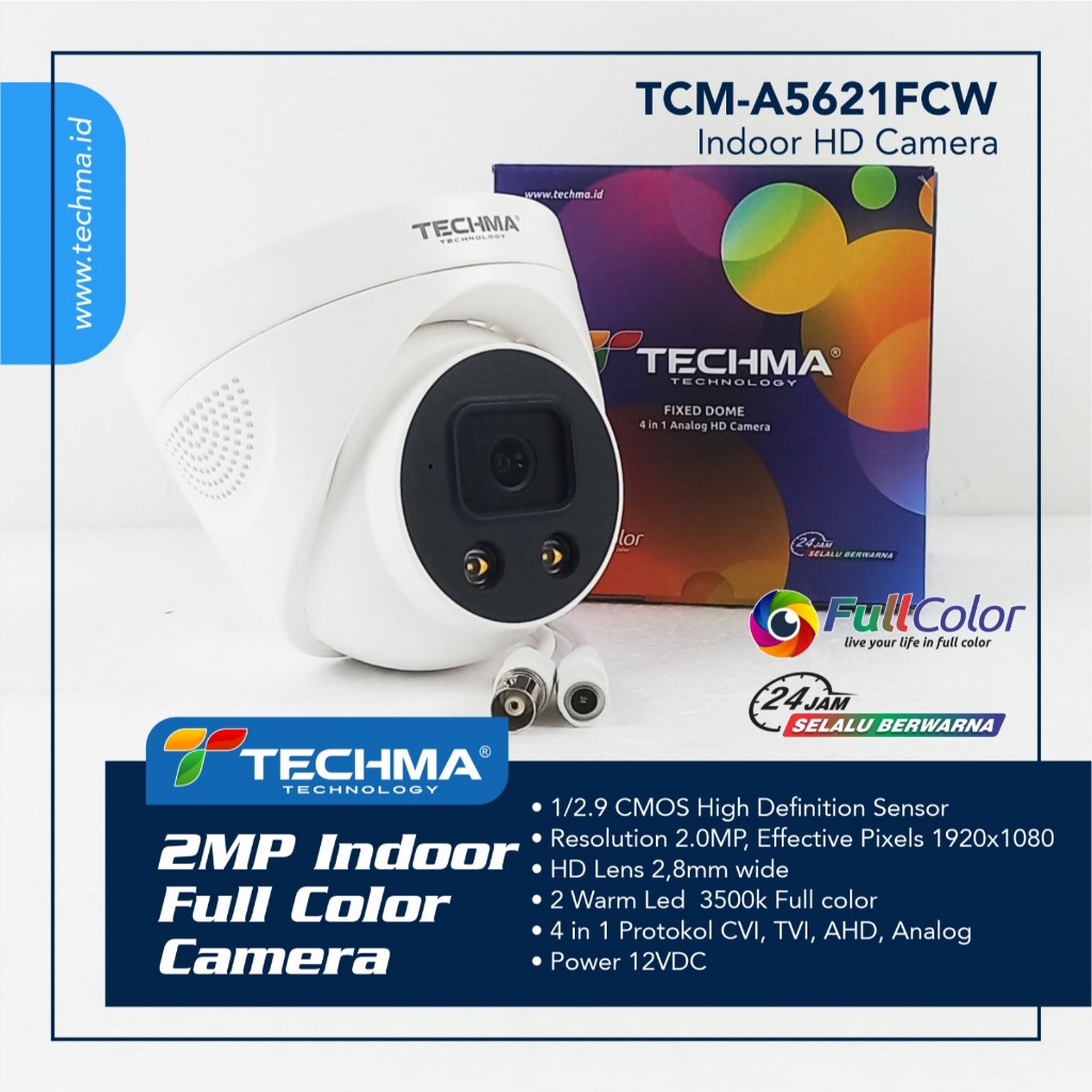Jual TECHMA CCTV INDOOR KAMERA FULL COLOR 2MP-24 JAM TETAP BERWARNA ...