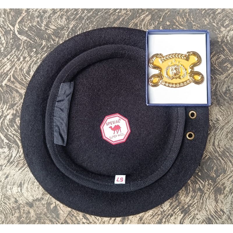 Jual Baret SABHARA FULL SET+EMBLEM JATAH/Baret SABHARA POLRI SUPER WOOL ...
