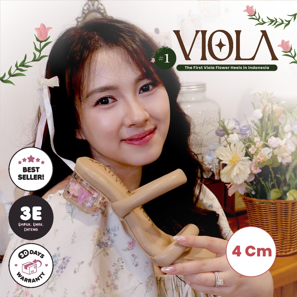 Jual Alivelovearts Viola Flower Heels 4cm Flowery Sepatu Sendal Wanita ...