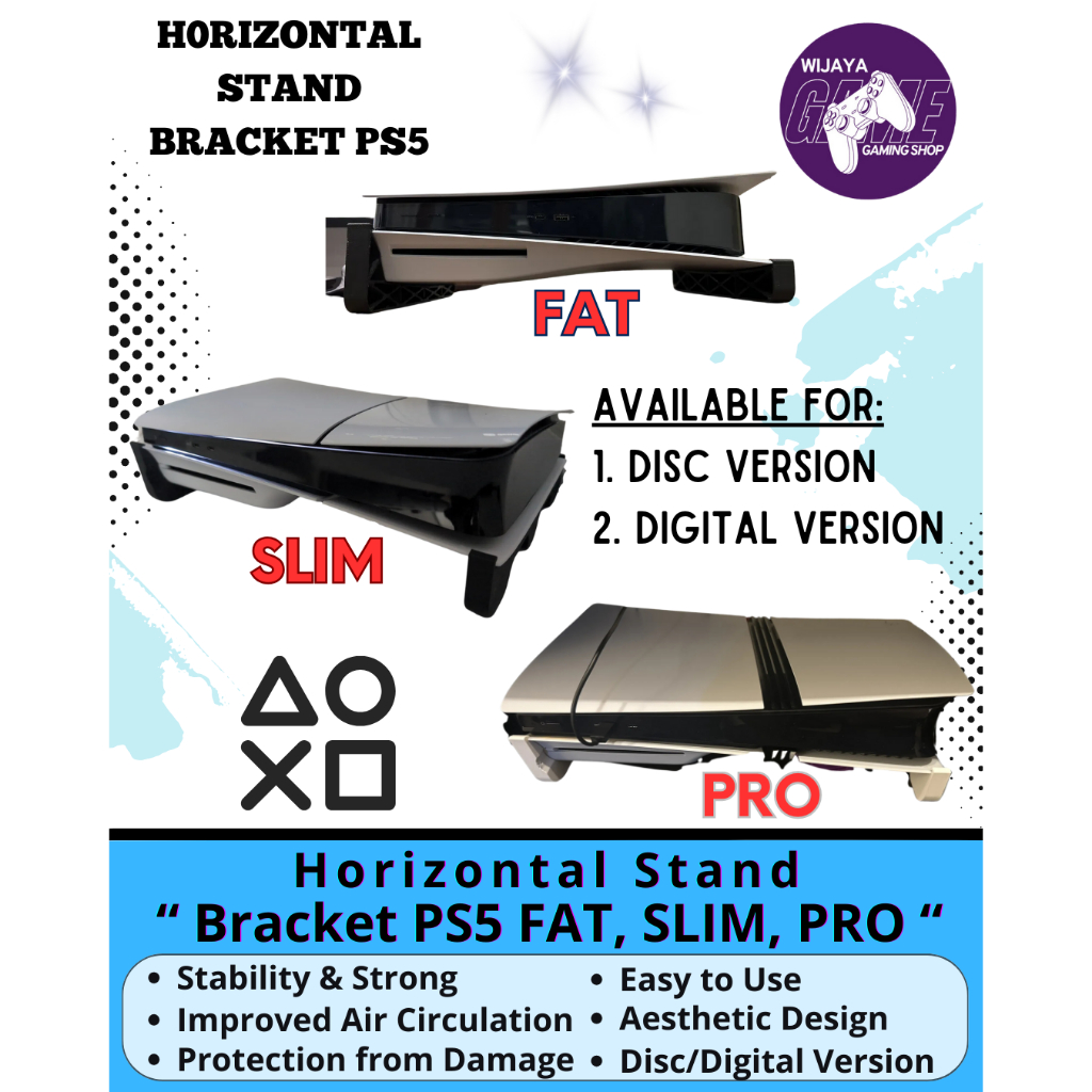 Jual Dudukan Stand Horizontal Bracket PS5 FAT SLIM PRO DISC DIGITAL ...