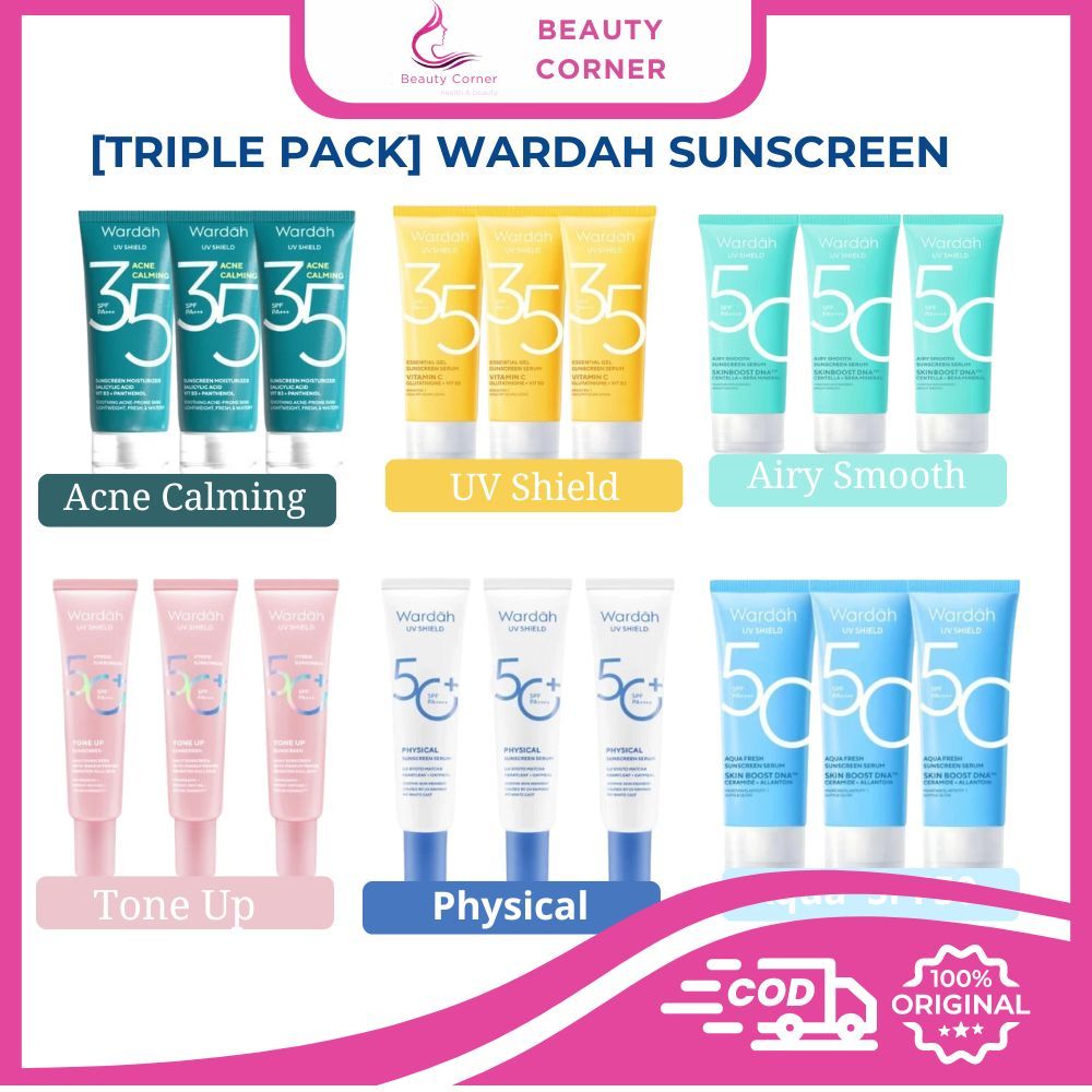 Jual [TRIPLE PACK] Wardah UV Shield Sunscreen Gel SPF35/SPF 50 | Acne ...
