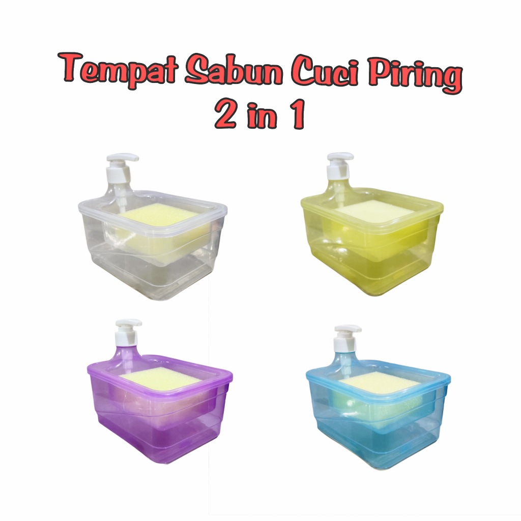 Jual TEMPAT SABUN DAN BUSA SPON CUCI PIRING DISPENSER SABUN 2 IN 1 ...