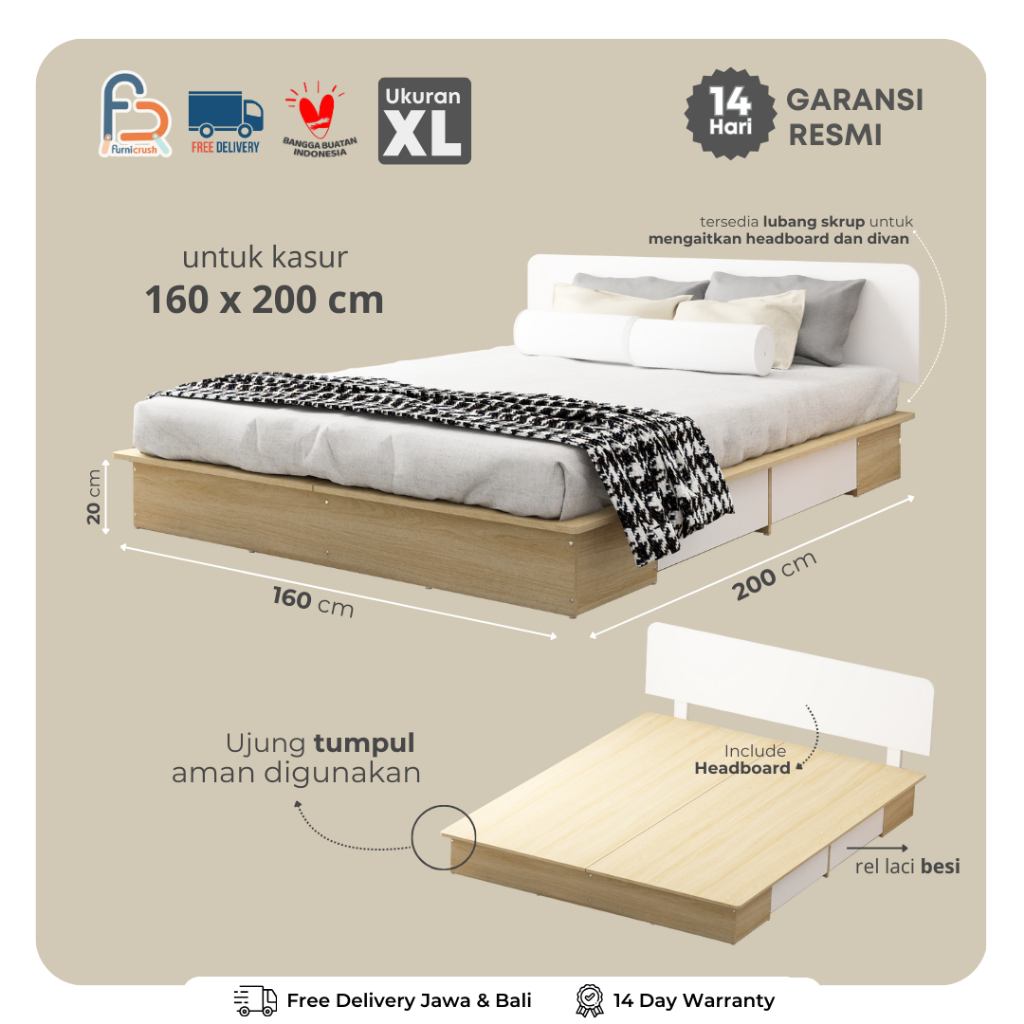 Jual Furnicrush Alas Tempat Tidur / Divan / Divan Headboard / Dipan 160 ...