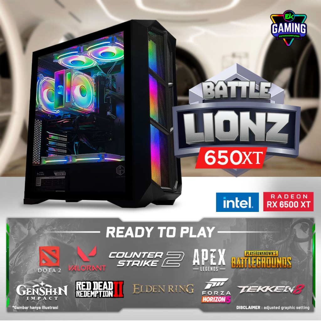 Jual PC Rakitan EK Gaming BattleLionz 650 XT - Core i3 RX 6500 XT ...