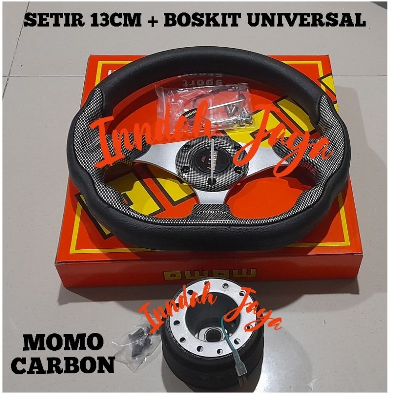 Jual Setir Racing Momo 13Cm Carbon + Boskit Universal Honda Toyota ...