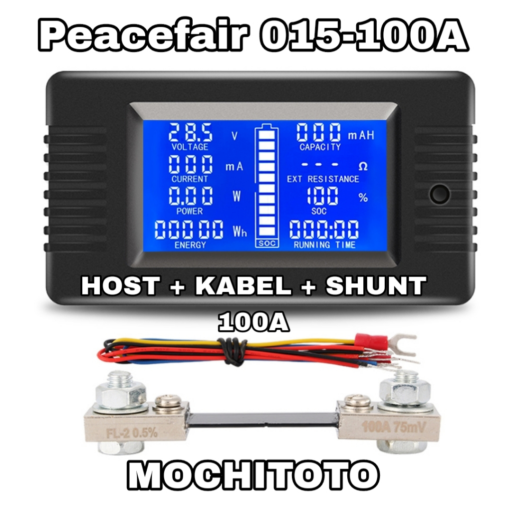 Jual Peacefair PZEM-015 DC Shunt 100A Battery Analyzer Voltage 0-200v ...