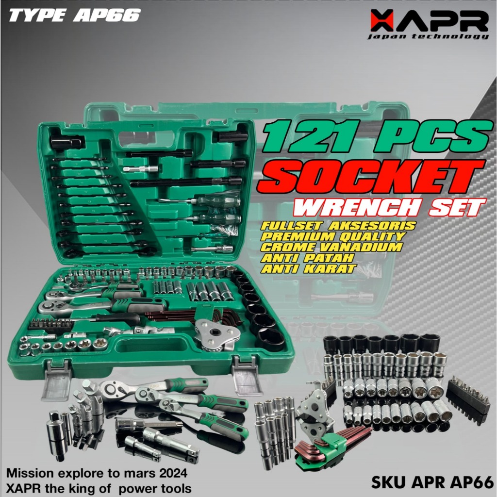 Jual APR JAPAN TOOLKIT SET 121PCS AP66+ POWERTOOLS OFFICIAL TOOL BOX ...