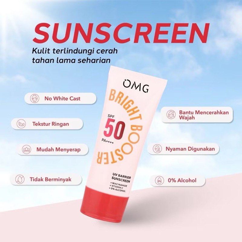 Jual OMG Oh My Glow Bright Booster UV Barrier Sunscreen SPF 50 PA++++ | Shopee Indonesia
