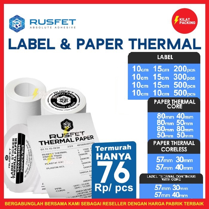 Jual Struk Kasir Stiker Thermal Label Barcode A6 Stiker Resi Thermal ...