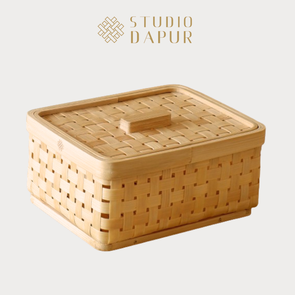 Jual Studio Dapur Keranjang Organizer Anyaman Bambu Basic Basket Small with Lid Bamboo | Shopee ...