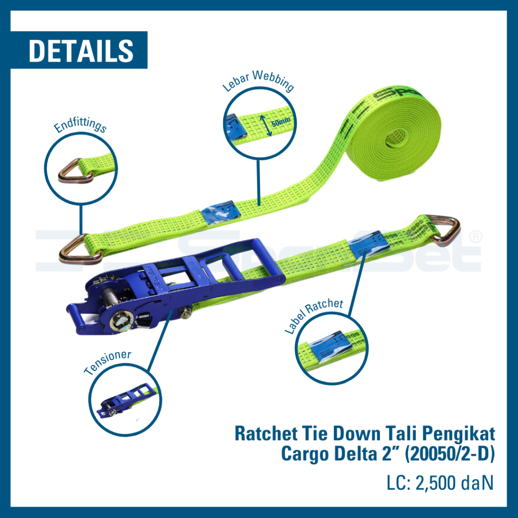 Jual [20050/2-D-10M] SPANSET Tali Ratchet Tie Down Cargo Lashing Track ...