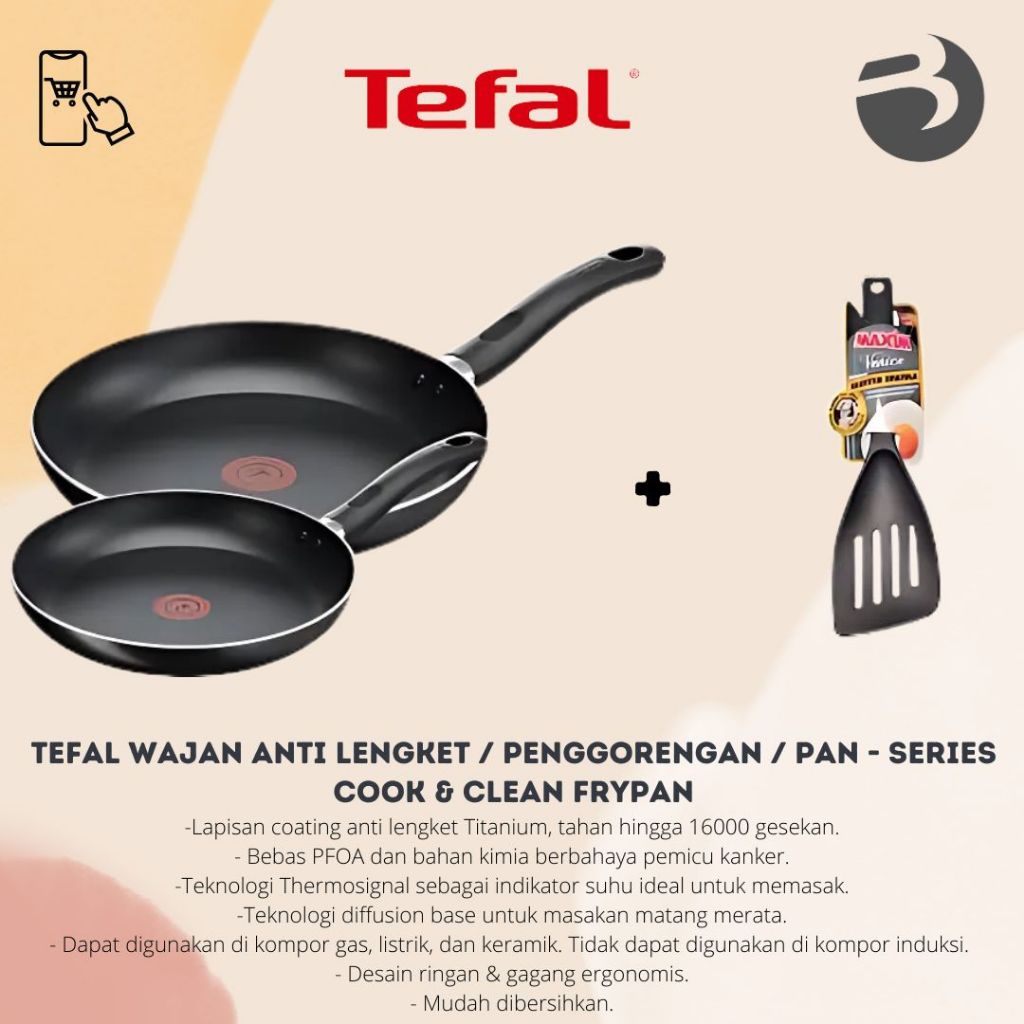 Jual Tefal Wajan Anti Lengket / Penggorengan / Pan - Series Cook & Clean Frypan | Shopee Indonesia