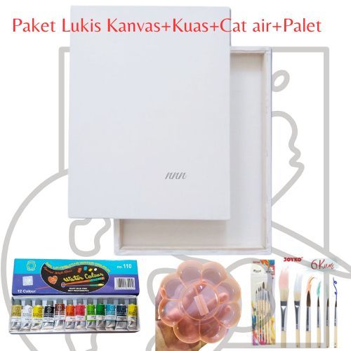 Jual Paket Alat Lukis Lengkap Kanvas+Cat Air+Kuas+Palet Melukis ...