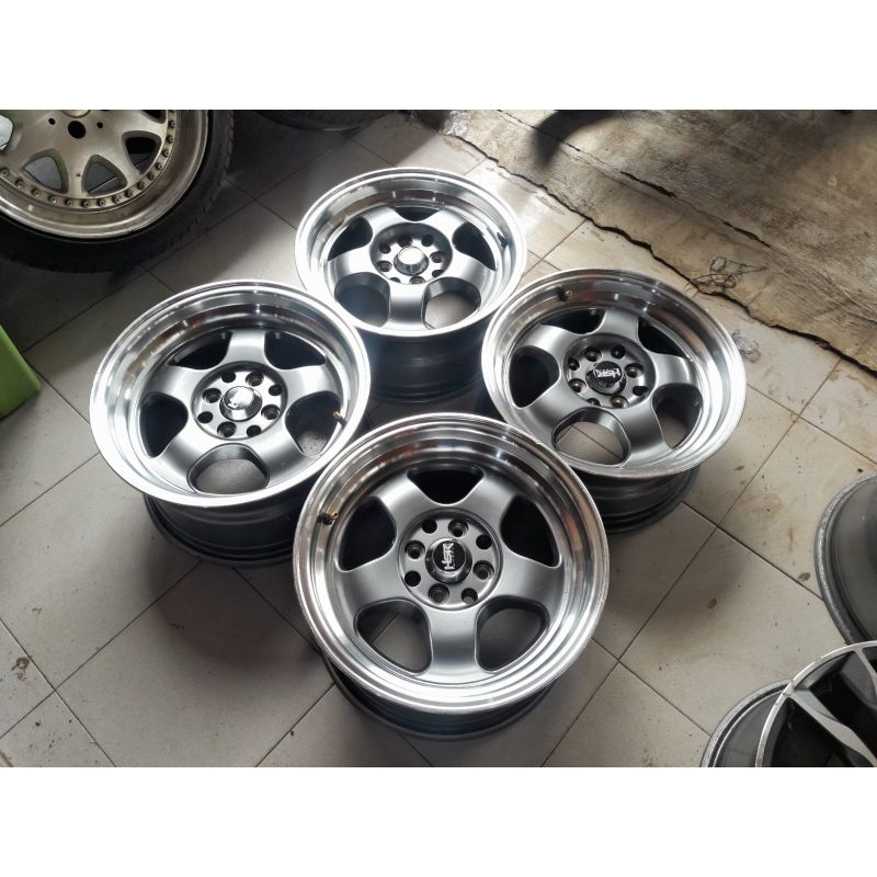 Jual velg seken hsr briket r15 pcd 8x100/114 plus ban baru | Shopee Indonesia