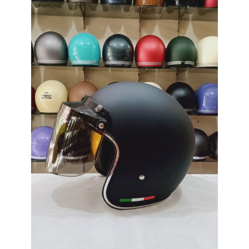 Jual Cen" List Chrome Helm Half Face Warna Hitam Doff Berlabel SNI Bisa ...