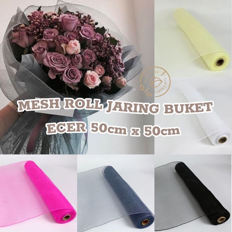 Jual [ ECER ] Polynet Mesh Roll Tile JARING 50cm x 50cm / Flowers Wrapping Bouquet Buket Bunga ...