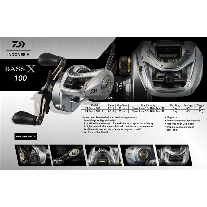 Jual Reel Bc Daiwa BASS X 100 HL | Shopee Indonesia