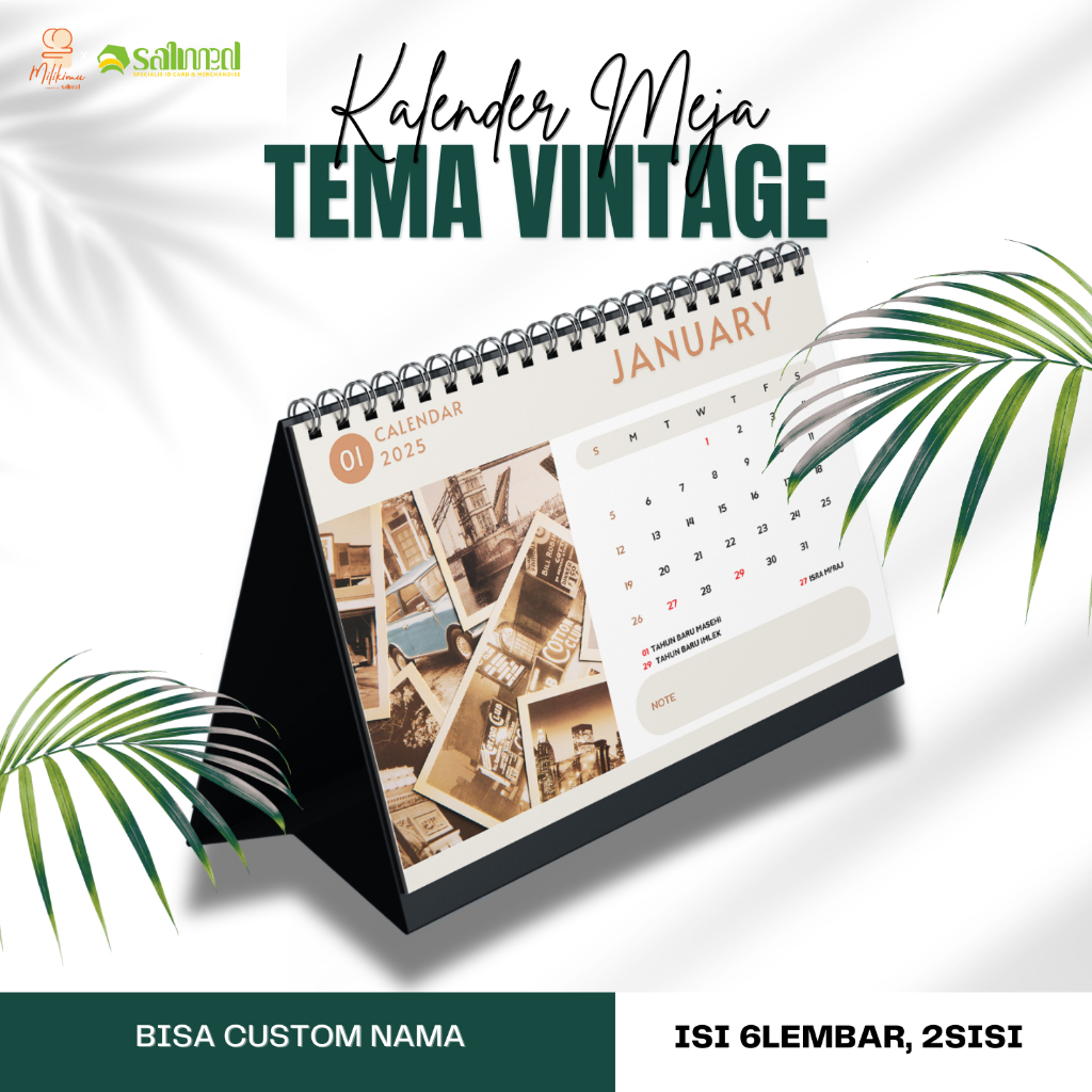 Jual Kalender Meja 2025 A5 Dudukan Linen Tebal Tema Vintage | Isi 6 ...