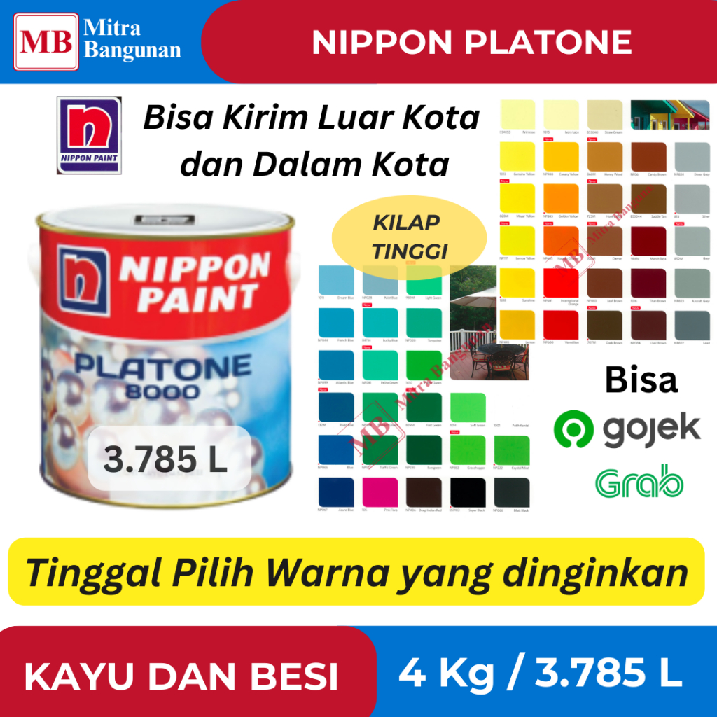 Jual NIPPON PLATONE CAT KAYU DAN BESI / CAT MINYAK 4 Kg / 3.785 L | Shopee Indonesia