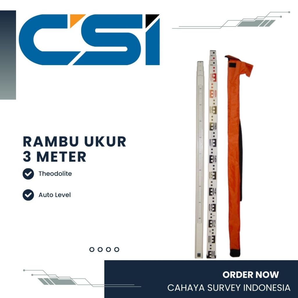 Jual RAMBU UKUR 3M / BAK UKUR 3M / MISTAR UKUR 3M / Levelling Stave 3M ...